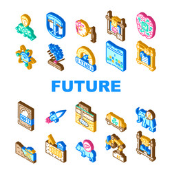 Future technology digital data icons set Vector Image