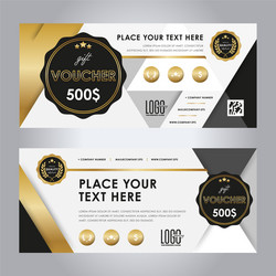 Gold gift voucher template layout Royalty Free Vector Image