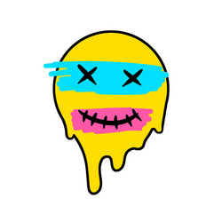 Poster with yellow smile face acid rave Royalty Free Vector
