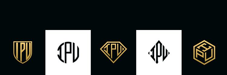 Initial letters iun logo designs bundle Royalty Free Vector