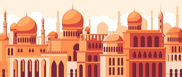 Arabian cityscape architecture cartoon buildings Vector Image