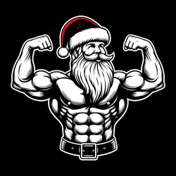 Christmas santa claus bodybuilder Royalty Free Vector Image