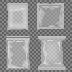 Food empty plastic packaging bag icon set Vector Image