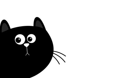 Black cat kitten face head set in the corner cute Vector Image