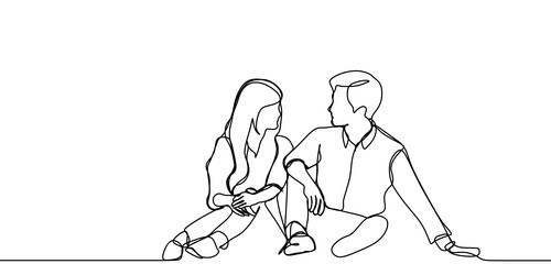 Single one line drawing cute married couple Vector Image
