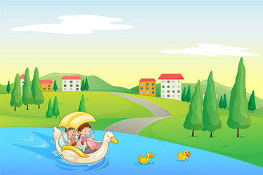 River rafting cartoon Royalty Free Vector Image