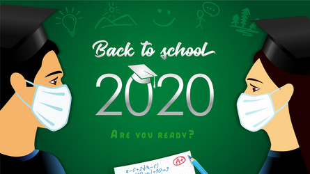 Coronavirus poster design with girl wearing mask Vector Image