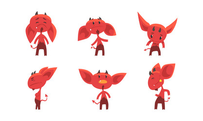 Little red devil or demon as evil character Vector Image