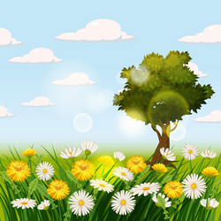 Cartoon spring landscape Royalty Free Vector Image