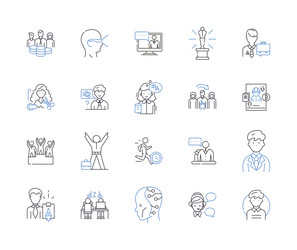 Management work outline icons collection Vector Image