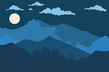 Night over mountains minimalism Royalty Free Vector Image