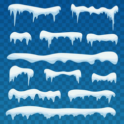 Cartoon snow caps snowdrifts and icicles snowy Vector Image
