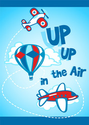 Sky with air transport stickers Royalty Free Vector Image