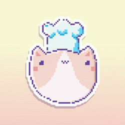 Cute sticker in pixel art style Royalty Free Vector Image