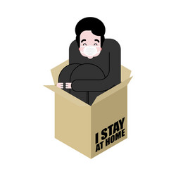 I stay at home sign icon man sitting inside box Vector Image