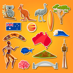 Australia icons set australian traditional Vector Image
