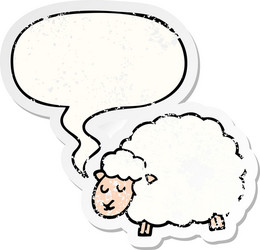 Cartoon sheep and speech bubble sticker Royalty Free Vector