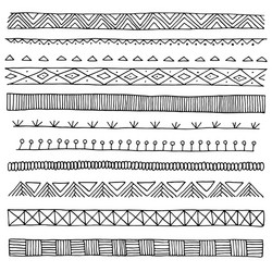 Hand drawn linear border design set Royalty Free Vector