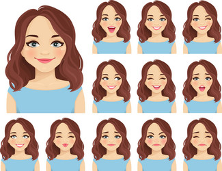 Woman expressions set Royalty Free Vector Image