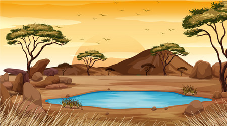 Cute african safari animal cartoon scene Vector Image