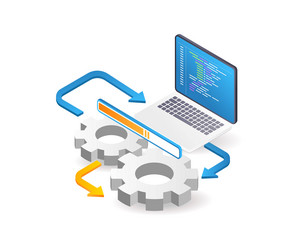 Bug catching programmer composition Royalty Free Vector