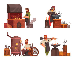 Blacksmith workshop cartoon composition Royalty Free Vector