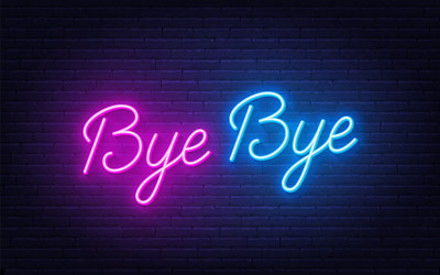 Good bye neon lettering on brick wall background Vector Image