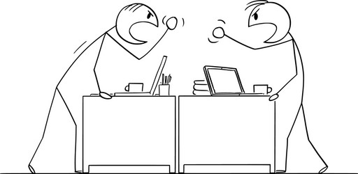 Cartoon two angry men or businessmen trying Vector Image