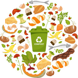 Round template organic waste theme collection Vector Image