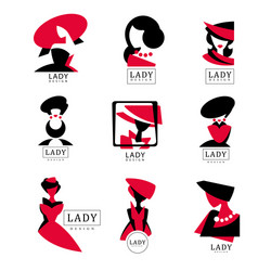 Lady design red and black fashion and beauty logo Vector Image