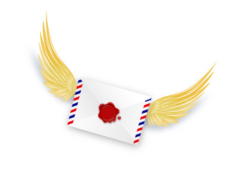 Paper envelope with angel wings letters be my Vector Image