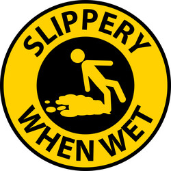 Slippery when wet floor sign on white background Vector Image