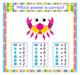 Math activity for kids find the correct answer Vector Image