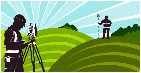 Surveyor in uniform with a working tool Royalty Free Vector
