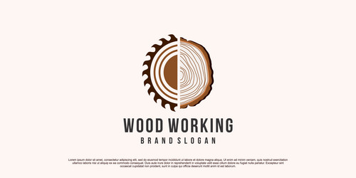 Wood working logo design with creative unique Vector Image