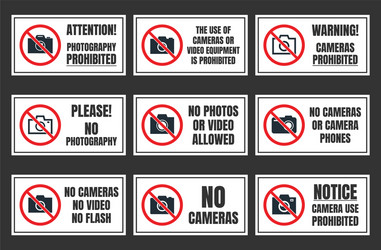 No photography sign camera prohibited symbol Vector Image