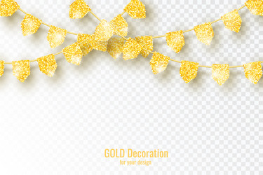 Happy birthday - glitter gold party flags Vector Image