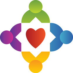 Hands teamwork heart shape logo Royalty Free Vector Image