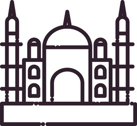 Indian taj mahal temple fill style icon Royalty Free Vector