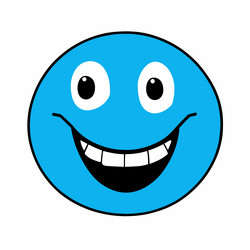 Blue emoji face emoticon icon on white background Vector Image