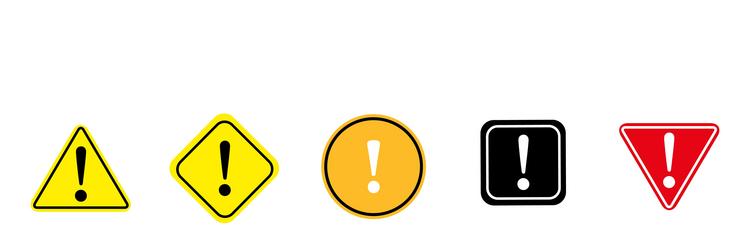 Warning signs caution symbols danger Royalty Free Vector