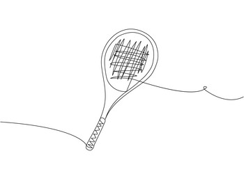 Tennis racket sports one line art continuous Vector Image