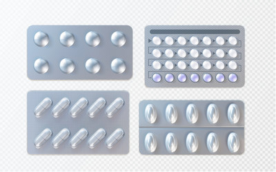 3d set of pill blister mockups Royalty Free Vector Image