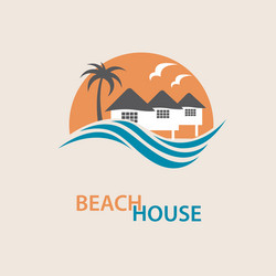 Beach house logo set Royalty Free Vector Image