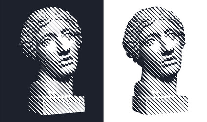 Parallel line art face woman portrait in contrast Vector Image