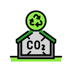 Carbon neutral building green line icon Royalty Free Vector