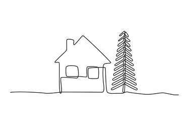 Continuous thin line home Royalty Free Vector Image