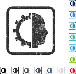 Intellect gear icon rubber watermark Royalty Free Vector