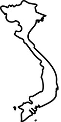 Vietnam - solid black outline border map Vector Image