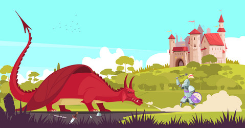 Castle dragon cartoon Royalty Free Vector Image
